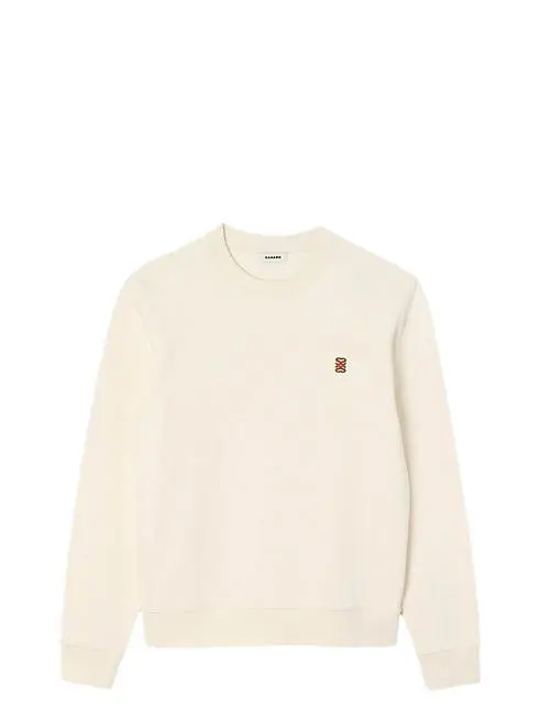 Sandro Logo-patch Relaxed-fit Cotton Sweatshirt - Butter Cream