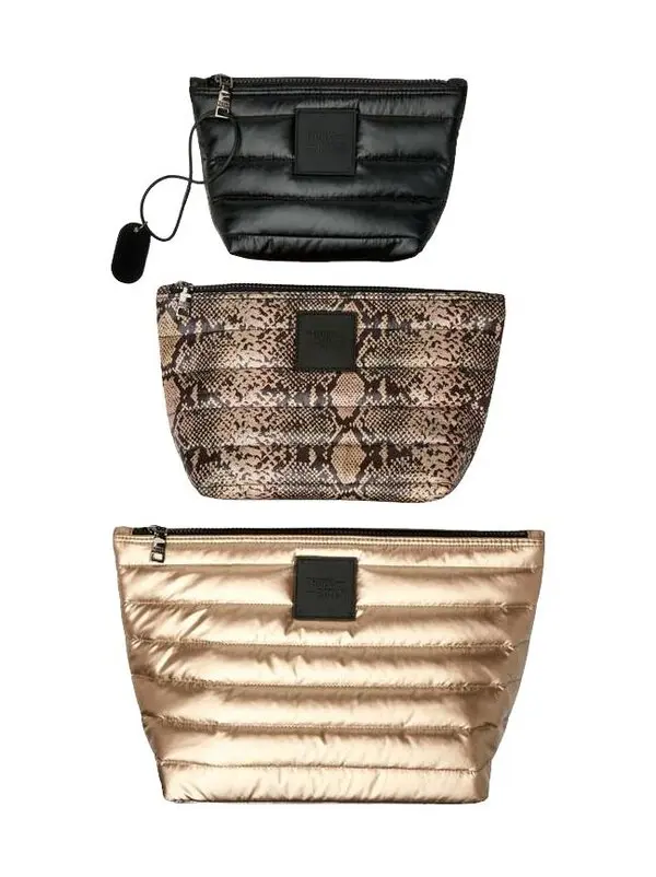 THINK ROYLN Travel Trio Organizational Pouches - Pearl Cashmere/python Print
