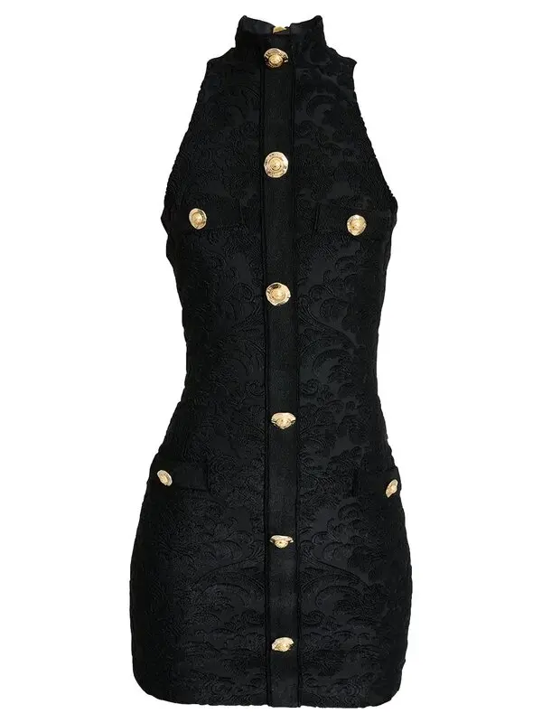 Balmain Baroque Bouclette Mini Dress - Black