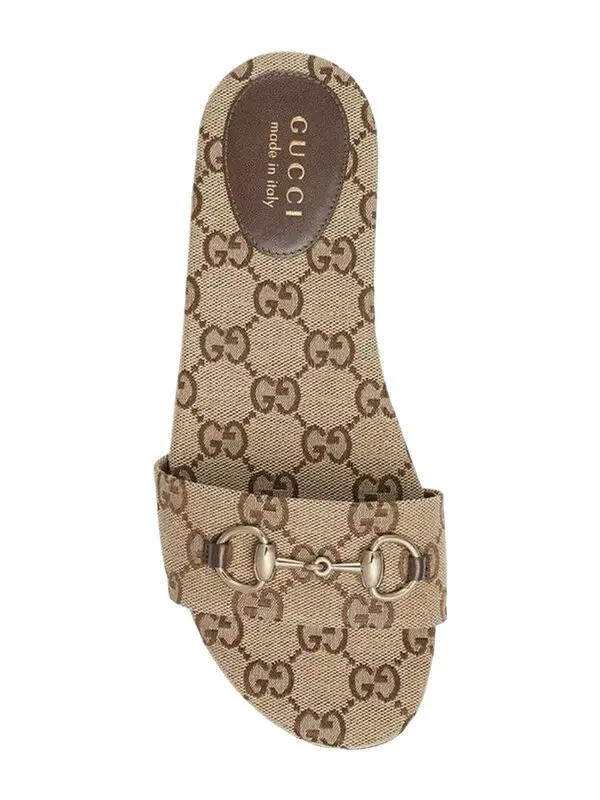 Gucci Gg Canvas Siaga Slide Sandals - Beige