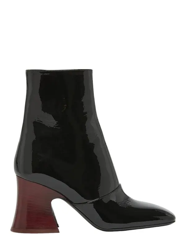 Chloé Janis Patent Leather Booties - Black