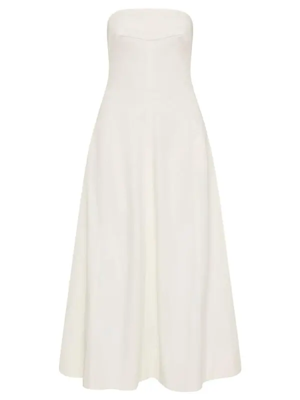ST. AGNI Sculpted Strapless Cotton Maxi Dress - White