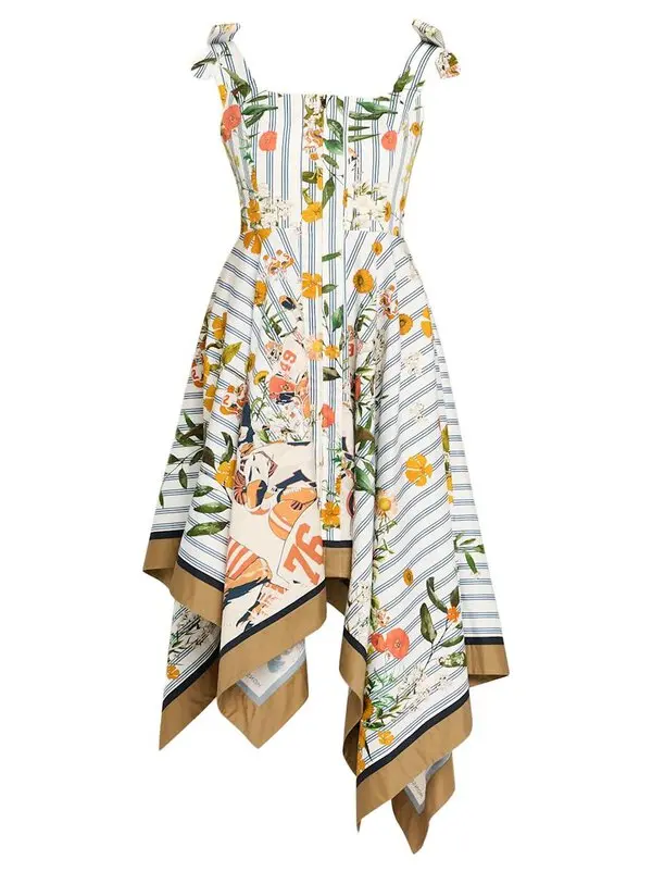 Monse Printed Handkerchief Midi Dress - Ivory Multi