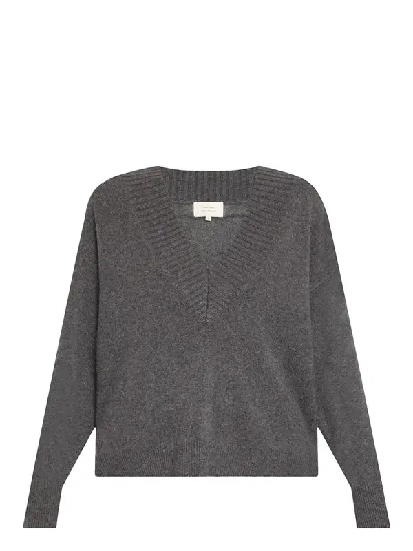 Loulou De Saison Cashmere Knit V-neck Sweater - Asphlt