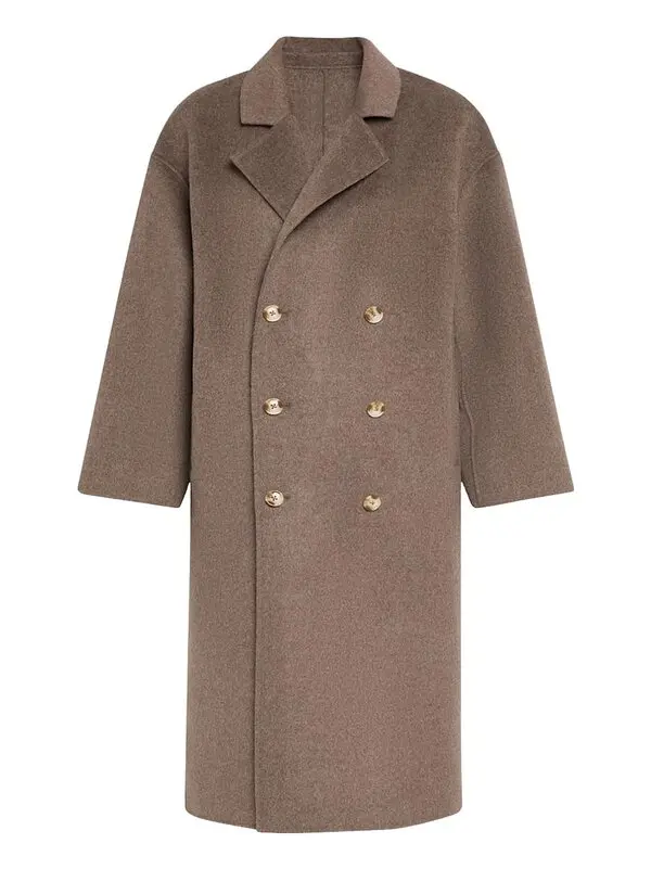 Loulou De Saison Borneo Double-breasted Wool-cashmere Long Coat - Taupe Melange