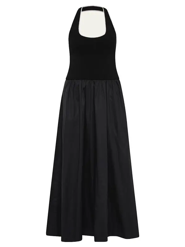 ST. AGNI Combo Halter Maxi Dress - Black