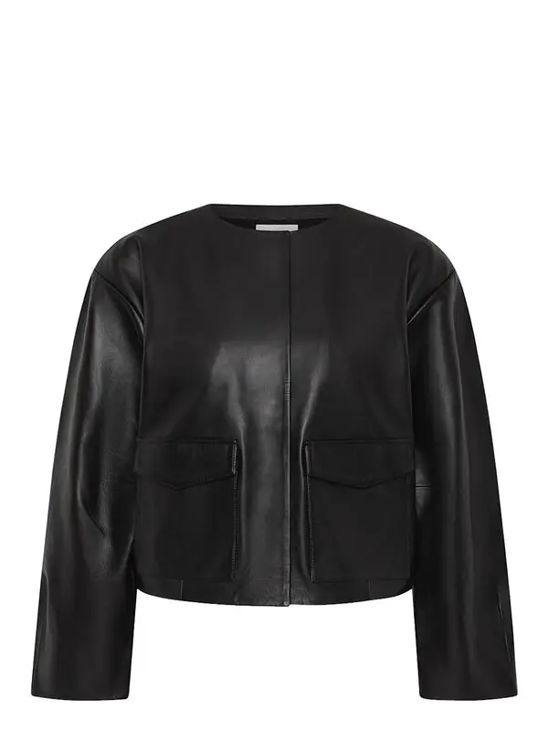 ST. AGNI Cocoon Leather Bomber Jacket - Black