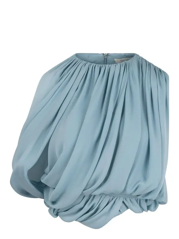 HEIRLOME Marie Draped Silk Top - Blue