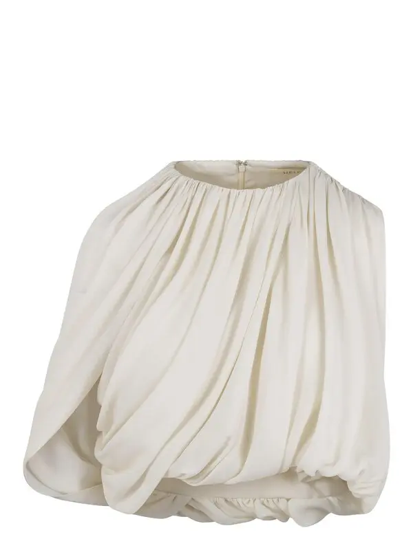 HEIRLOME Marie Draped Silk Top - Ivory