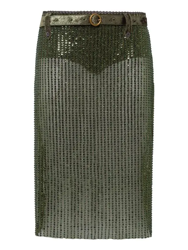SIEDRES Estelle Sequined Pencil Skirt - Green
