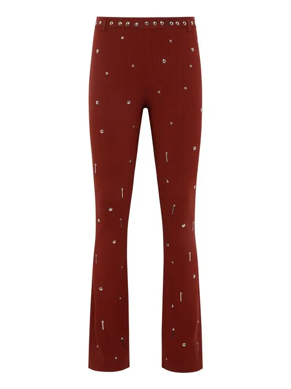 SIEDRES Studded Flare Knit Pants - Red