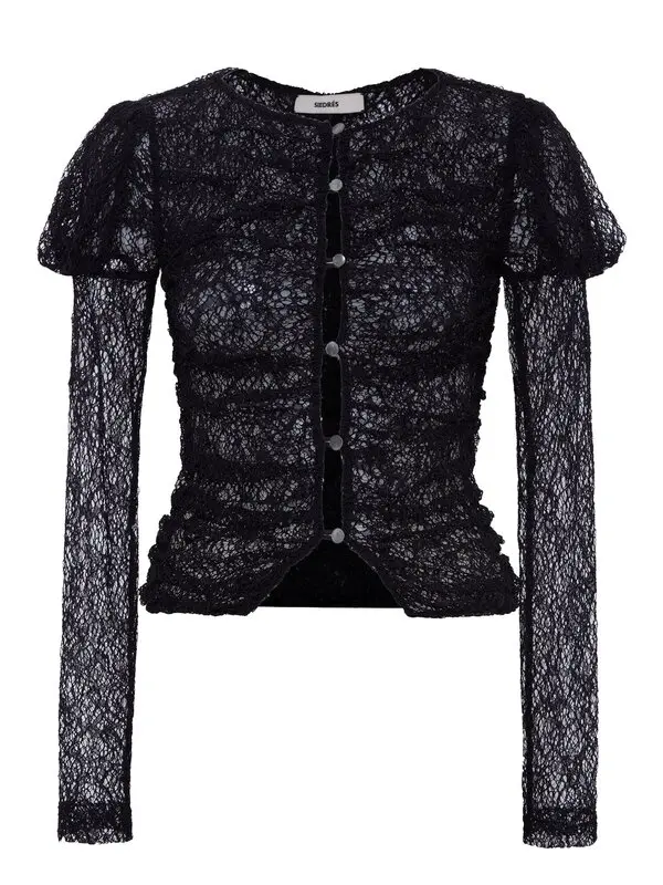 SIEDRES Uma Sheer Lace Top - Black