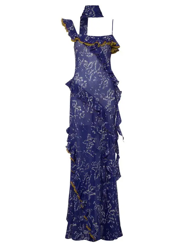 SIEDRES Monica Ruffled Chiffon Maxi Dress - Purple
