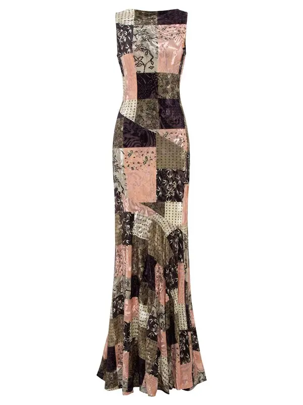 SIEDRES Fens Patchwork Velvet Maxi Dress - Multi