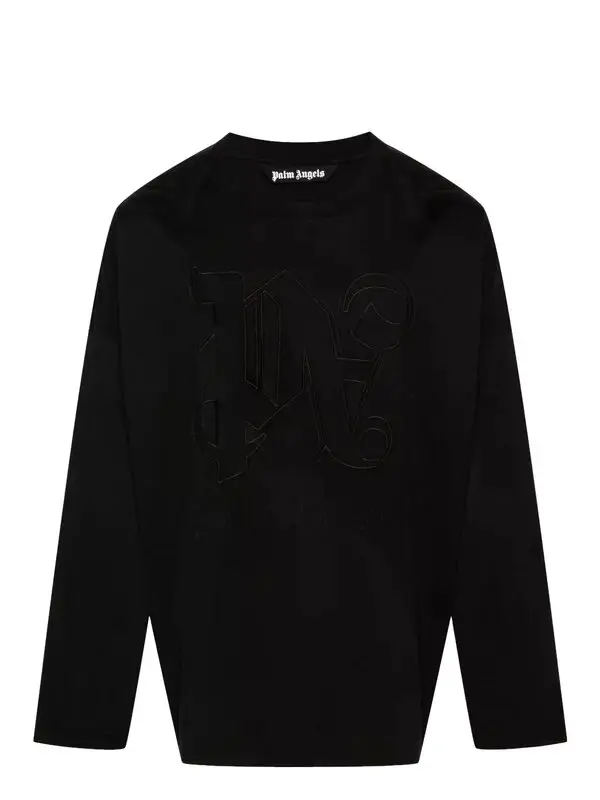 Palm Angels Monogram-embroidered Cotton T-shirt - Black