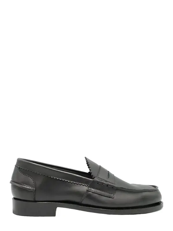 SAXONE OF SCOTLAND Penny Leather Loafers - Black