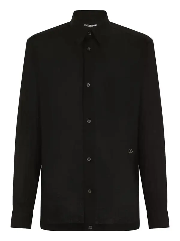 Dolce & Gabbana Long-sleeve Linen Shirt - Black