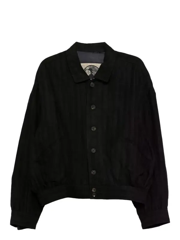 ZIGGY CHEN Striped Spread-collar Jacket - Black
