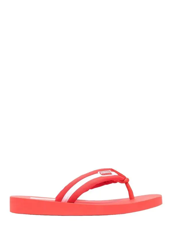 Kenzo Logo-patch Striped Flip Flops - Red