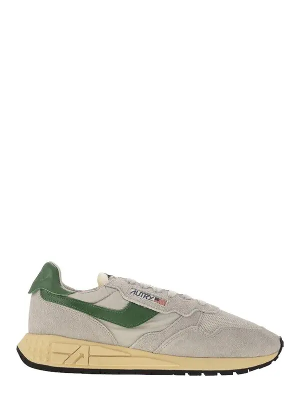 AUTRY Reelwind Suede And Technical Textile Trainer - Grey/green