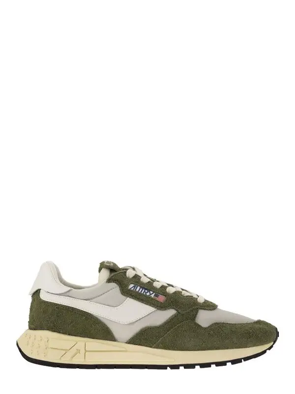 AUTRY Reelwind Suede And Technical Textile Trainers - Military Green