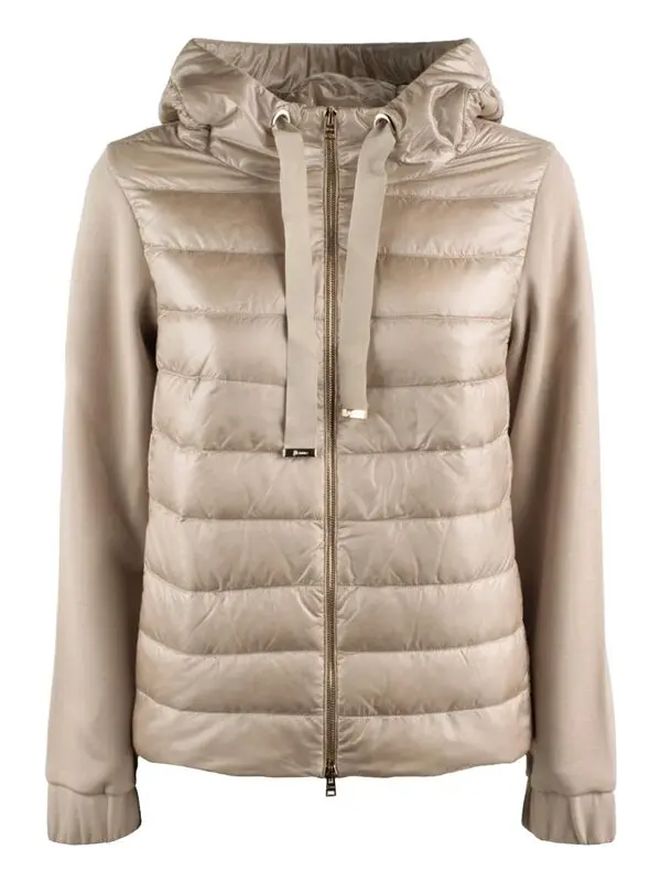Herno Bimaterial Down Jacket With Hood - Beige