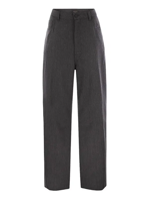 Fabiana Filippi Pinstripe Virgin Wool Trousers - Grey