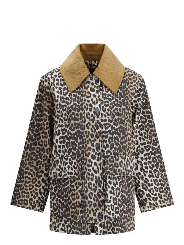 GANNI Leopard Print Jacket - Brown