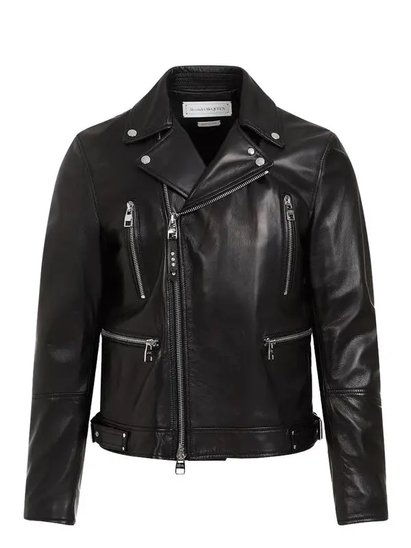 Alexander McQueen Leather Biker Jacket - Black