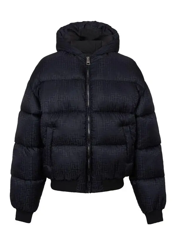 Balmain Padded Jacket With Pb Monogram - Black