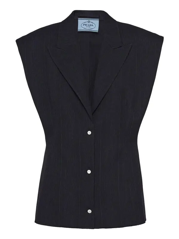 Prada Sleeveless Wool Blazer - Navy