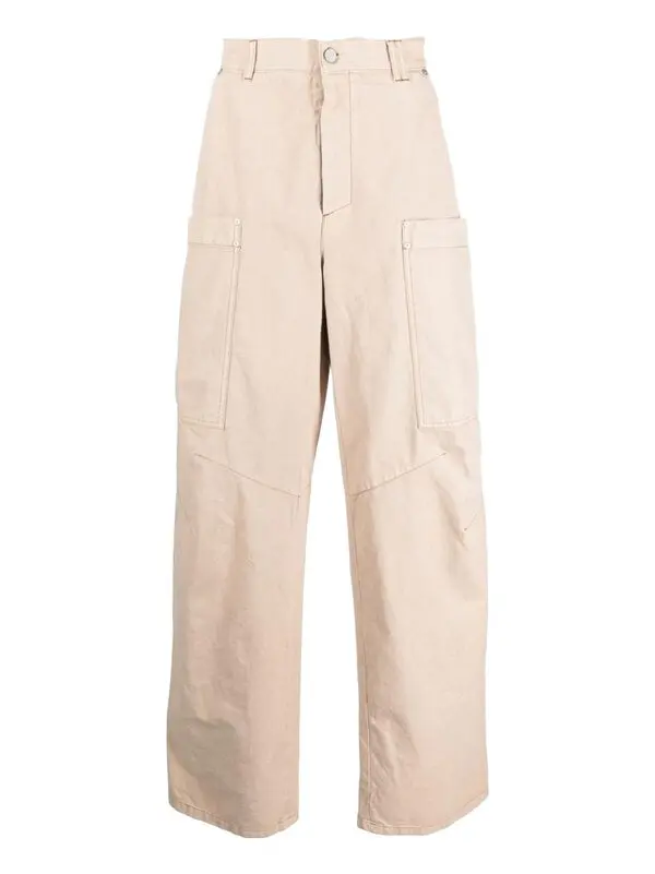 Palm Angels Wide-leg Cotton Cargo Trousers - Beige Black