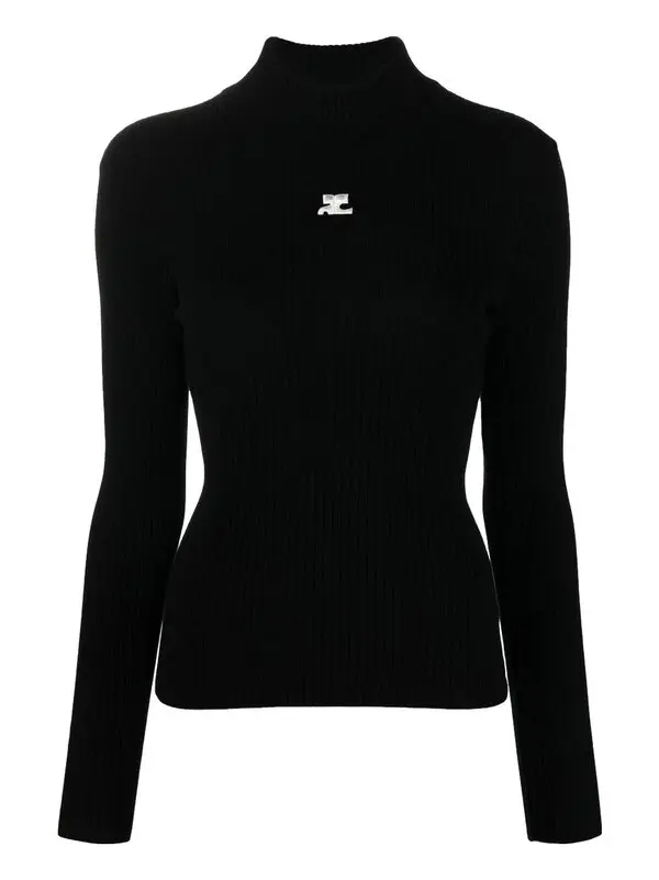 COURREGES Roll Neck Sweater - Black
