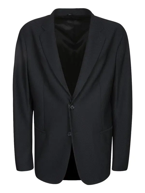 Giorgio Armani Goufre Fabric Jacket With Mirror Finish - Black