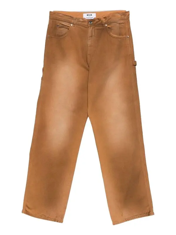 MSGM Worn Effect Cotton Pants - Beige