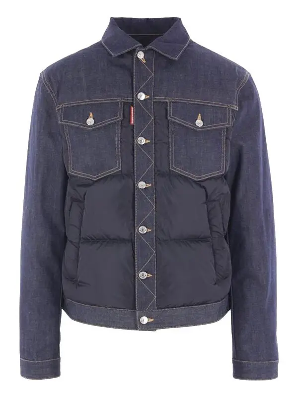 Dsquared2 Denim Down Jacket - Navy Blue + Blue