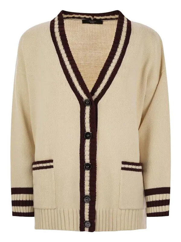 Max Mara Vicolo Cardigan With Contrasting Edges - Beige