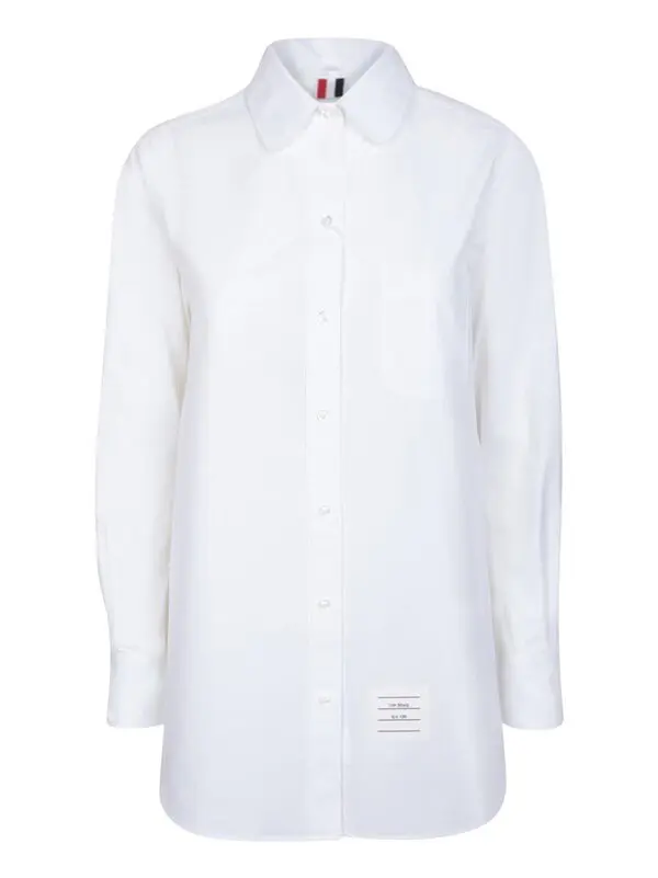 Thom Browne Cross-strap Belted Waist Shirt - White