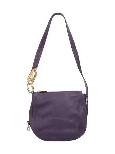 Burberry Pebbled Leather Hobo Bag - Purple