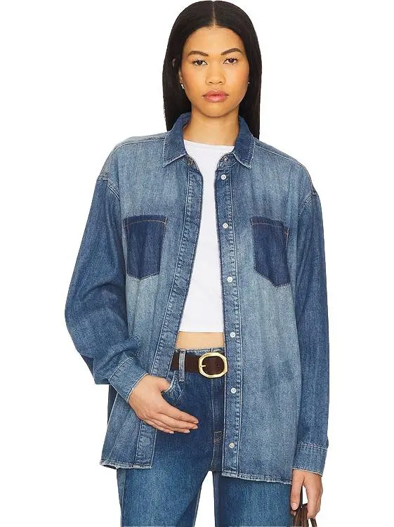 TRIARCHY Charlotte Oversized Denim Shirt - Shadow Indigo