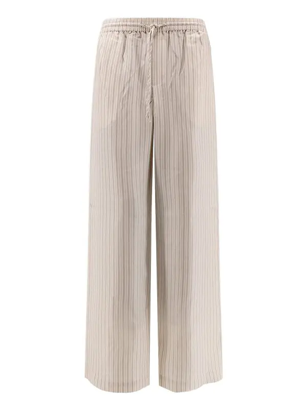 RÓHE Silk Striped Trousers - Beige