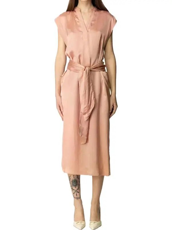 TWINSET Belted Midi Dress - Pink