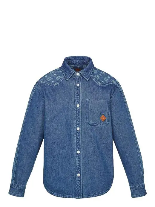Mcm Monogram Denim Jacquard Jacket - Blue