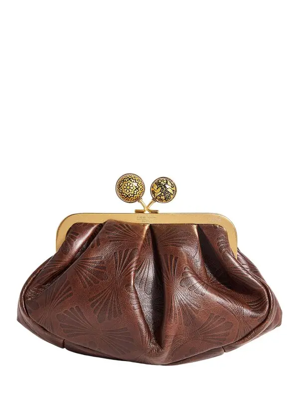 Max Mara Pasticcino Spanish Heritage Leather Clutch - Brown