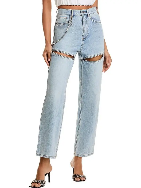 AREA Slit Denim Jeans - Light Blue