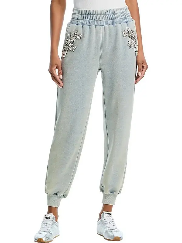 Generation Love Crystal Patch Sweatpants - Washed Denim