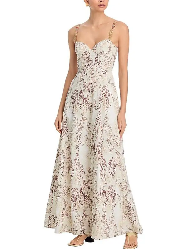 L'Agence Sutton Beaded Strap Maxi Dress - Light Sage Multi Desert