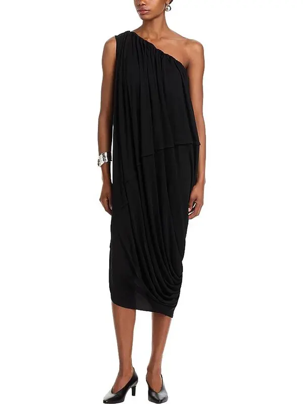 Co Jersey Draped Midi Dress - Black
