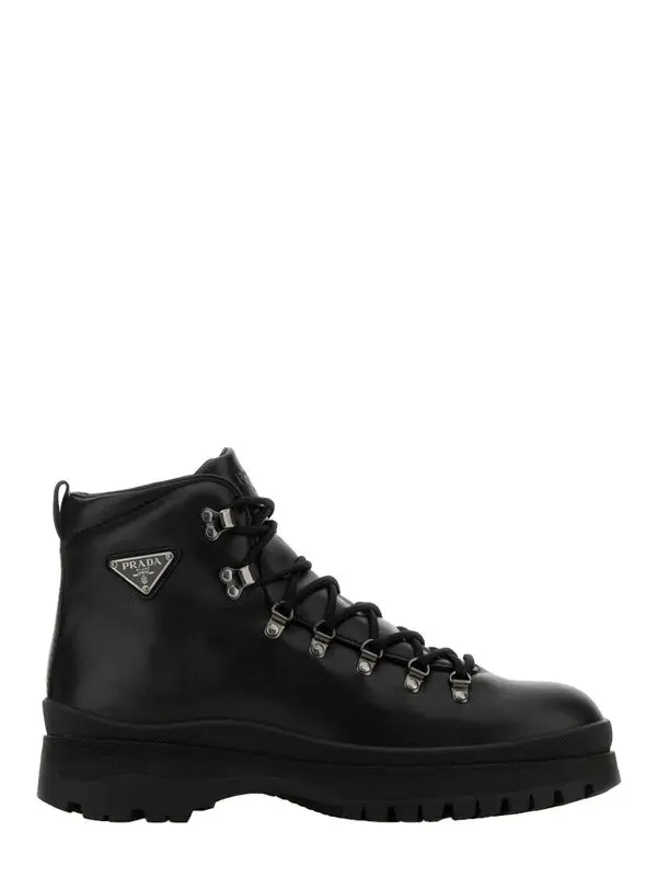 Prada Leather Ankle Boots - Black