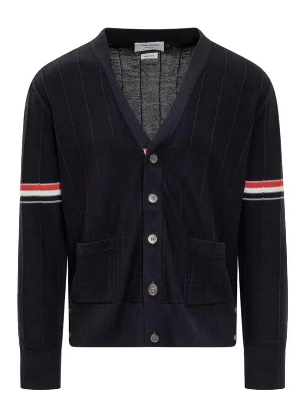 Thom Browne Cardigan With Armband Detail - Blue